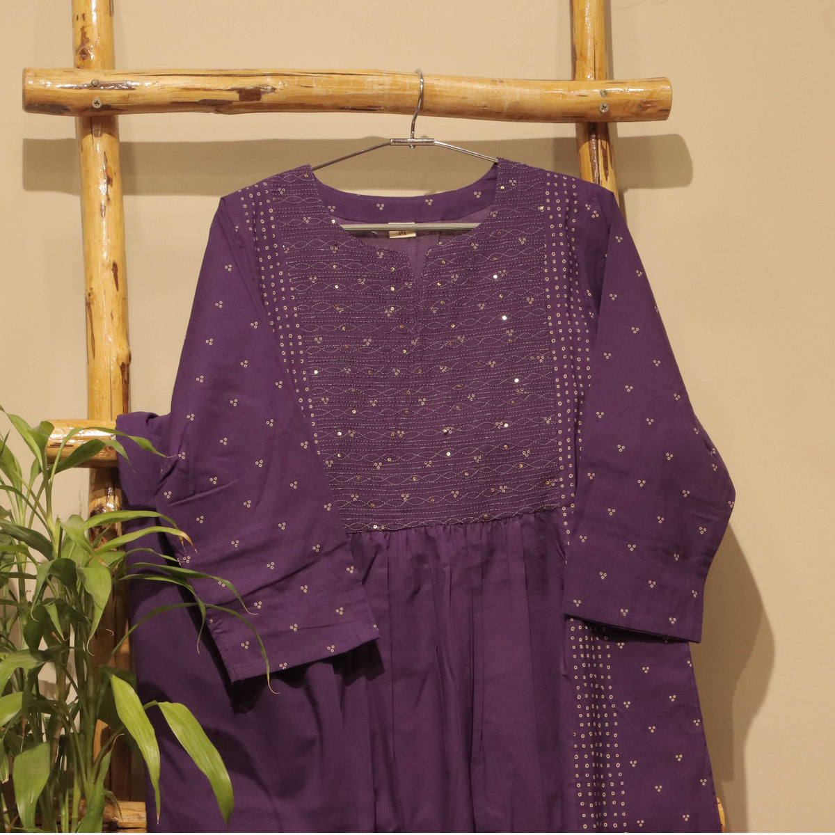 Purple Color Cotton Top (T.L.47') and Parallel Pant (P.H.37') with Sof– Shivane's Boutique