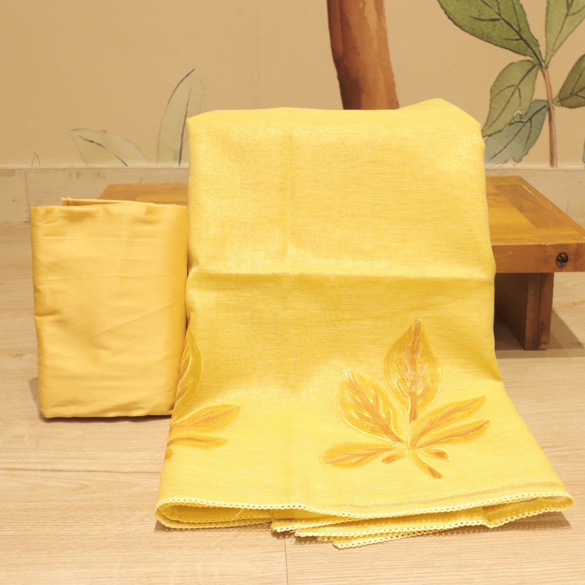 Pale Yellow Color Tissue Top Patch Work Material and Pant Material wit ...