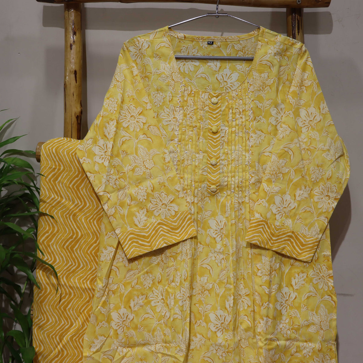 Pale Mango Yellow Color All Over Floral Printed Cotton Top [T.L.45] An ...